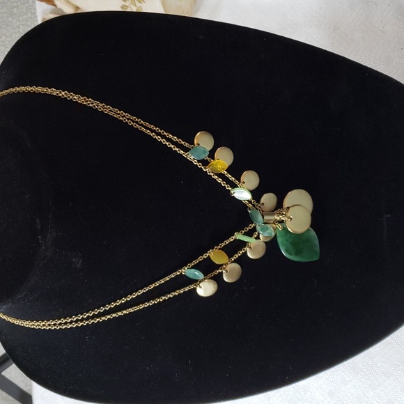 CH. | Jewelry | Ch Gold Green Leaves Charms Round Double Strand ...